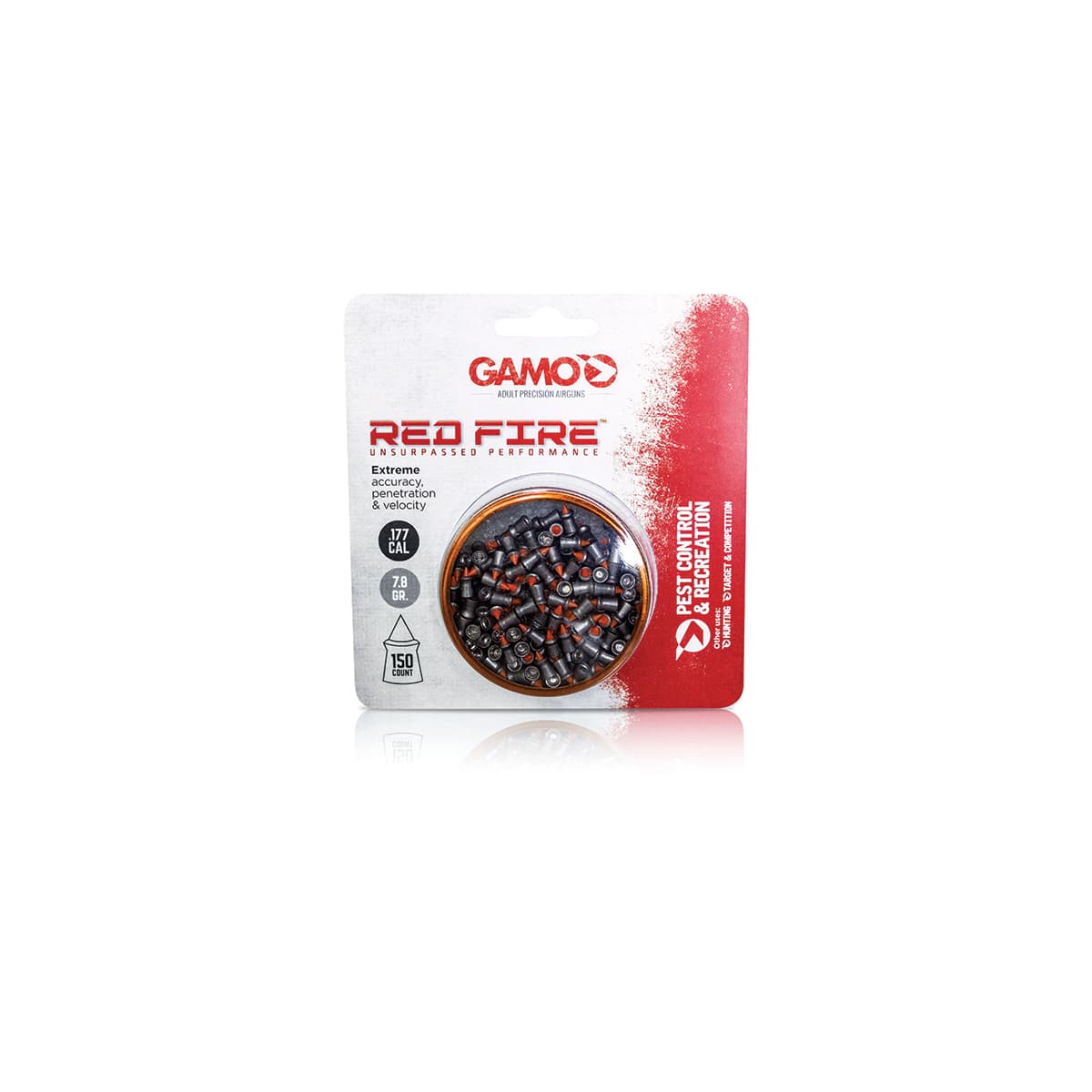 Gamo Red Fire Pellets .22 Cal. Hydraulic Expansion. Hard red tip.