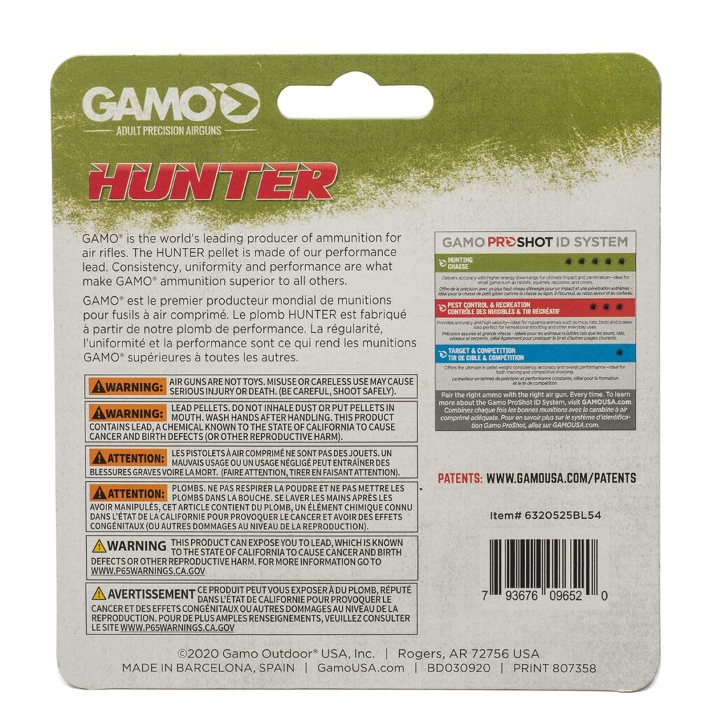 Gamo Hunter .22 Caliber Lead Pellets for break barrel air rifles