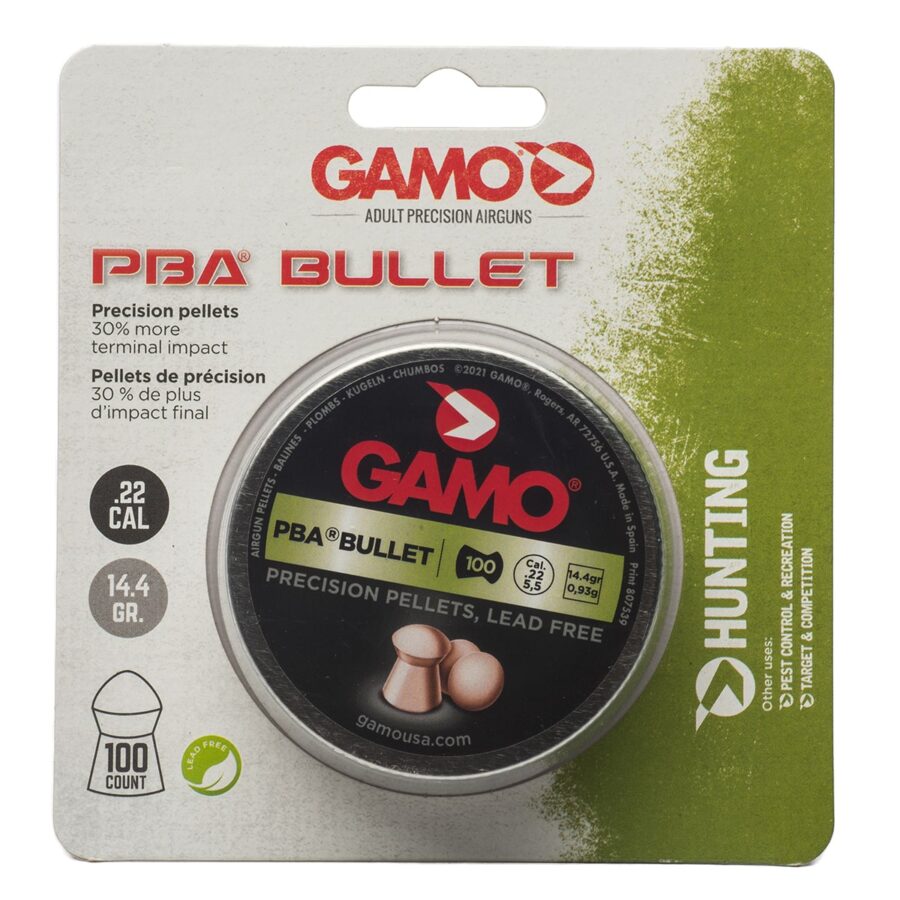 Gamo PBA Bullet Pellets .177 or .22 Caliber for Air Rifles, long skirt