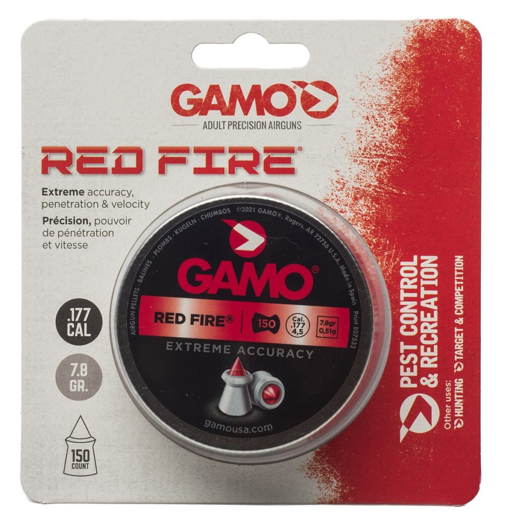 Gamo Red Fire Pellets .22 Cal. Hydraulic Expansion. Hard red tip.