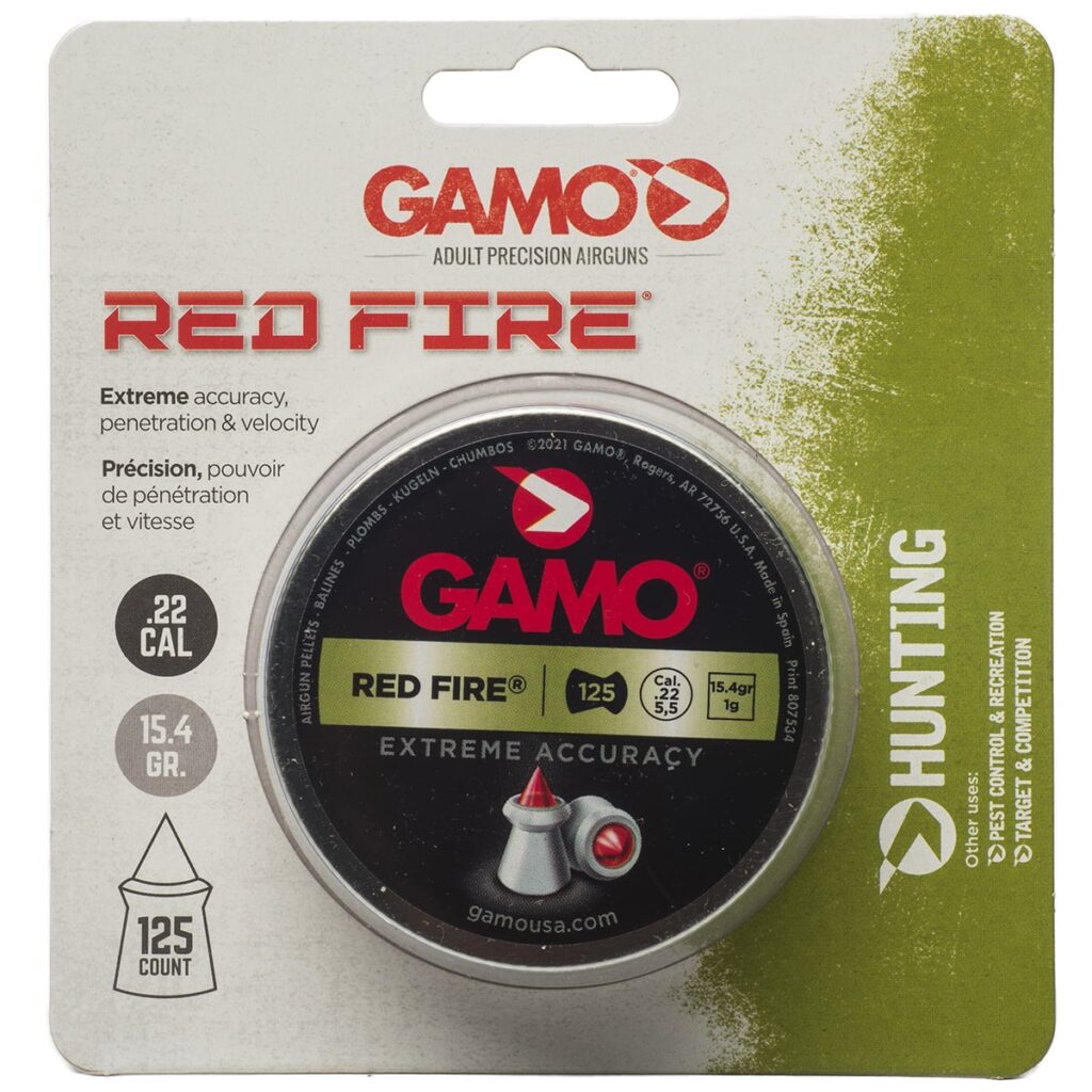 Gamo Red Fire Pellets .22 Cal. Hydraulic Expansion. Hard red tip.